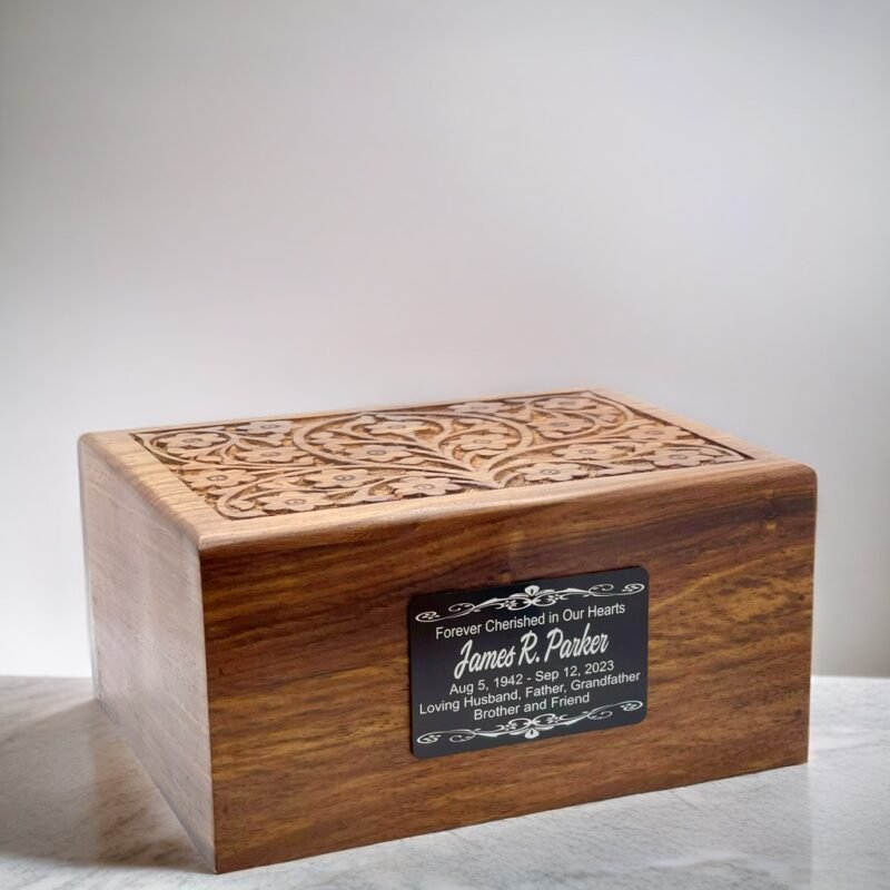 Urn Human- Solid Rosewood Urn Box with Customized Laser Engraved ...