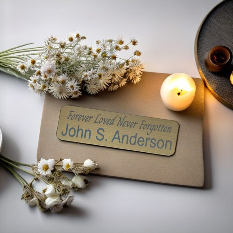 Blue on Gold Personalized Laser Engraved 3×1 Stainless Steel Name Plate ...